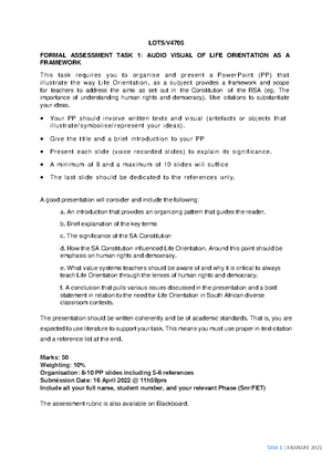 2025 Annual Teaching Plans: Life Orientation Grade 12 (All Terms) - Studocu