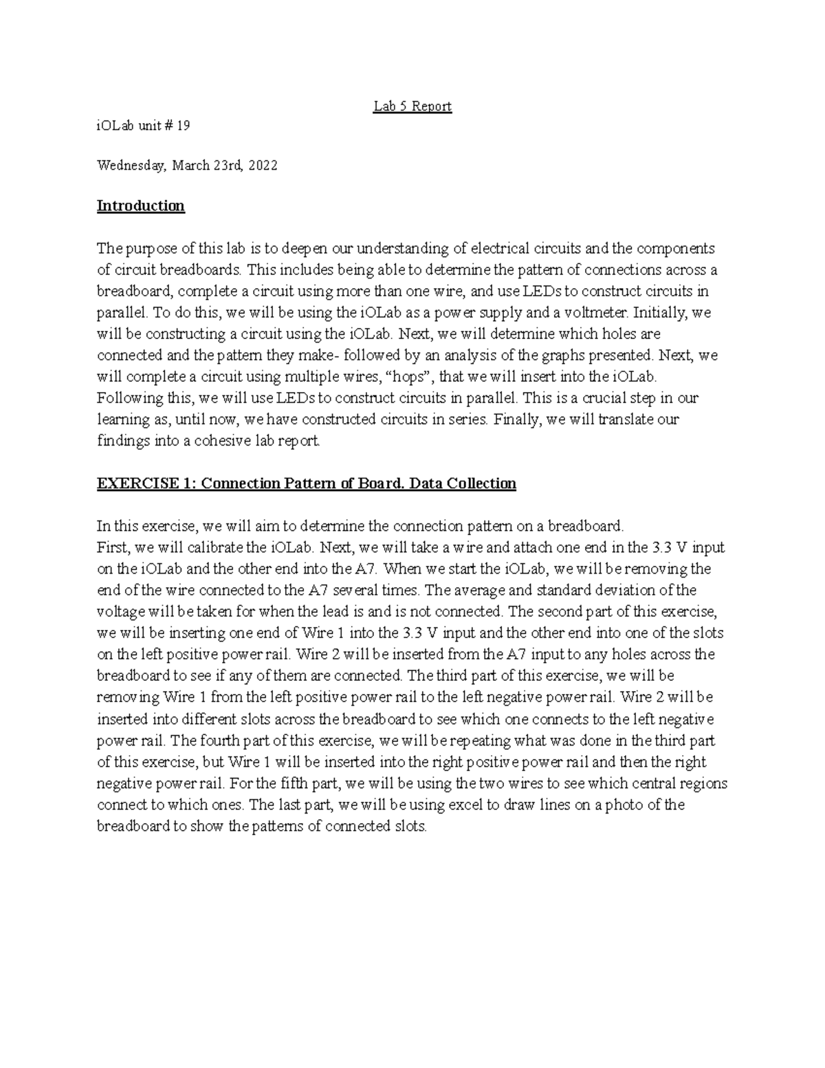 Lab 5 - Lab assignments for the course PHYS 1410 - Lab 5 Report iOLab unit # 19 Wednesday, March ...