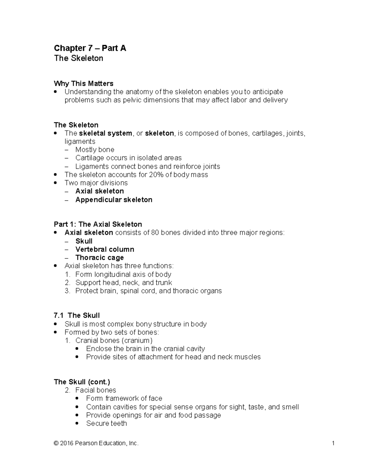 Anatomy of the Skull and Facial Bones: Insights from CH 7 Part A - Studocu
