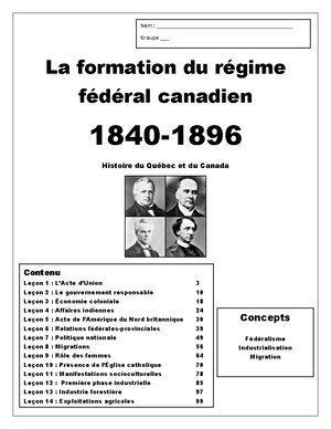 [Solved] Rsume lhistoire du Canada de 1896 1945 - Histoire du Québec et ...