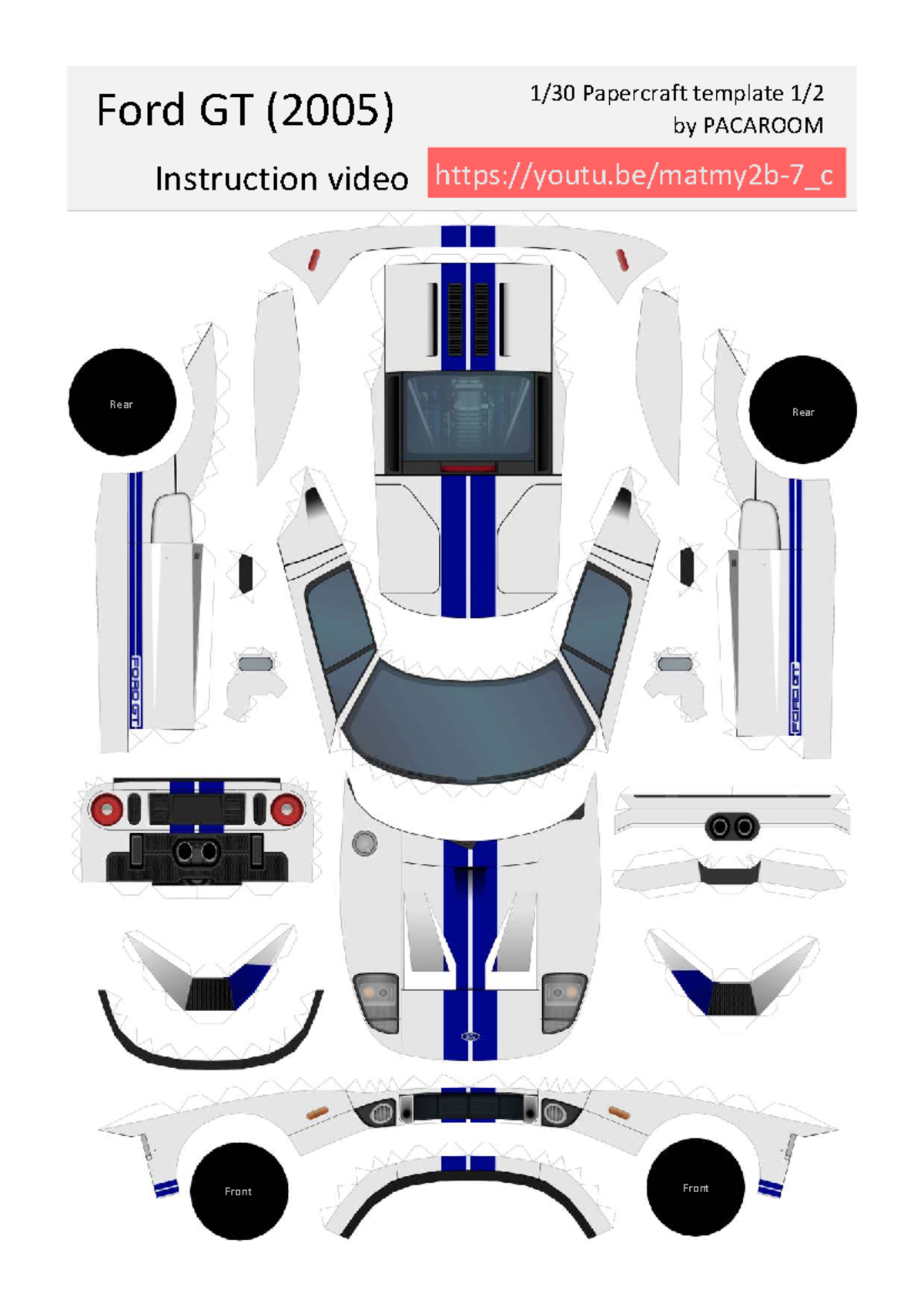 Ford GT 05 - Fbmksjo - ART-101 - Ford GT (2005) 1/30 Papercraft ...