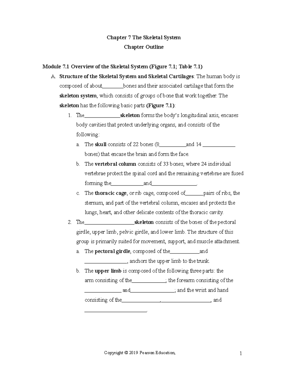 Chapter 7 Skeletal System Notes Outline (ANAT 101) - Studocu