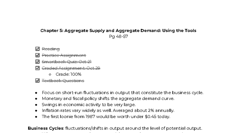 ECO 2142 Chapter 5: Aggregate Supply & Demand Analysis Quiz - Studocu