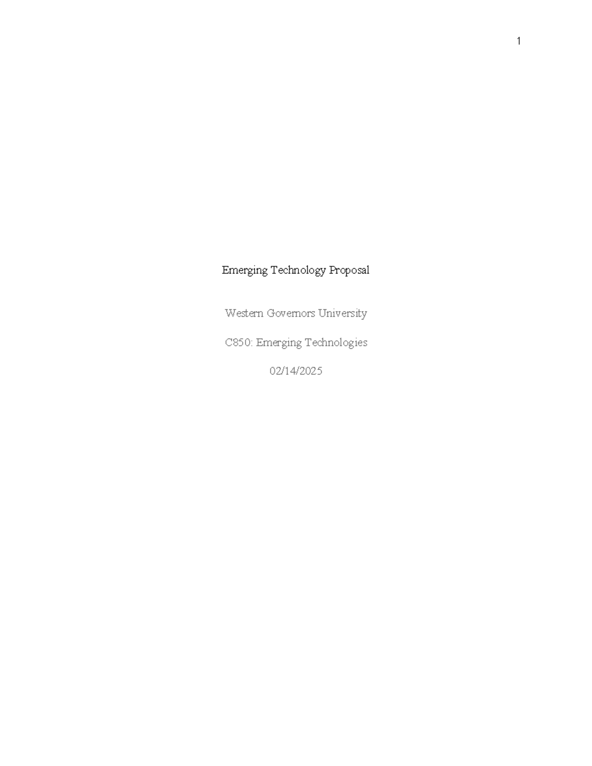 Emerging Technology Task 1 C850 - Emerging Technology Proposal Western ...
