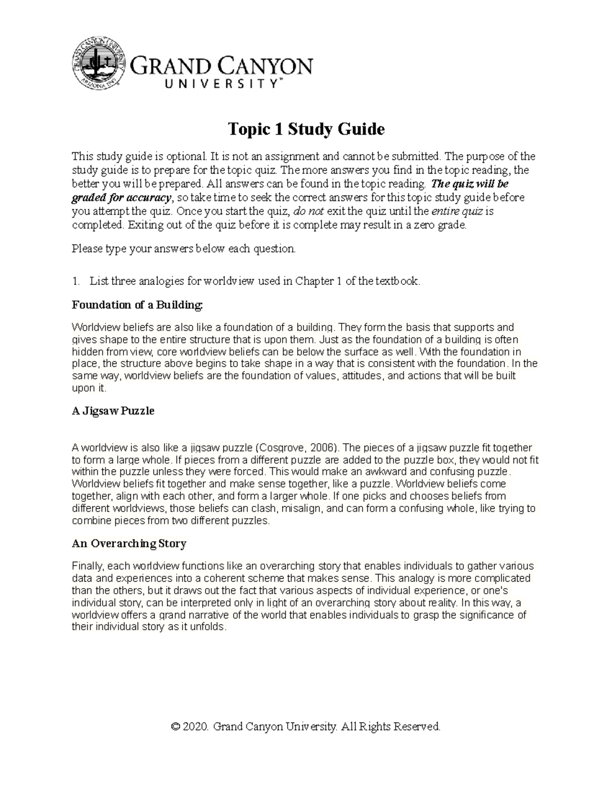 CWV 101 Topic 1 Study Guide for Quiz Preparation - Studocu