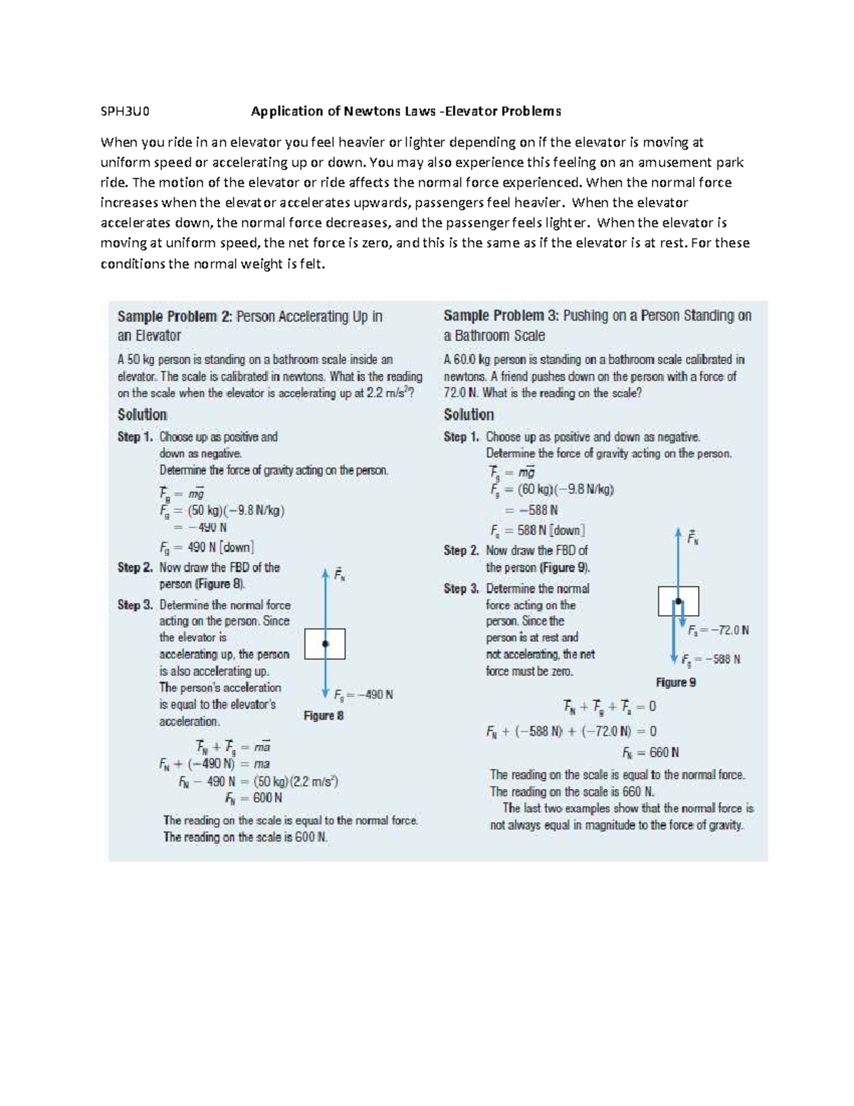 SPH3U0 Final Exam: Application of Newton's Laws Problems - Studocu