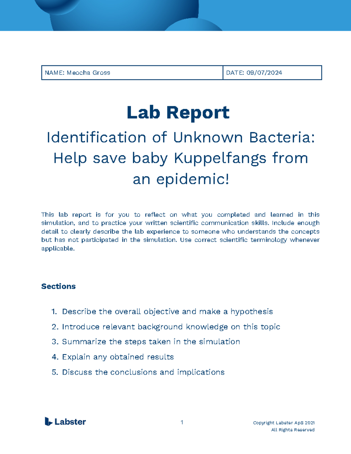 Lab Report: Identifying Unknown Bacteria in Kuppelfanger Epidemic - Studocu
