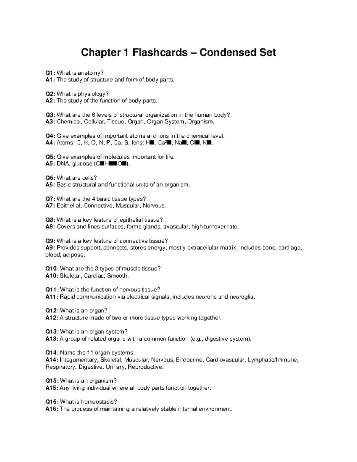 Human Anatomy & Physiology Flashcards - Chapter 1 Overview - Studocu