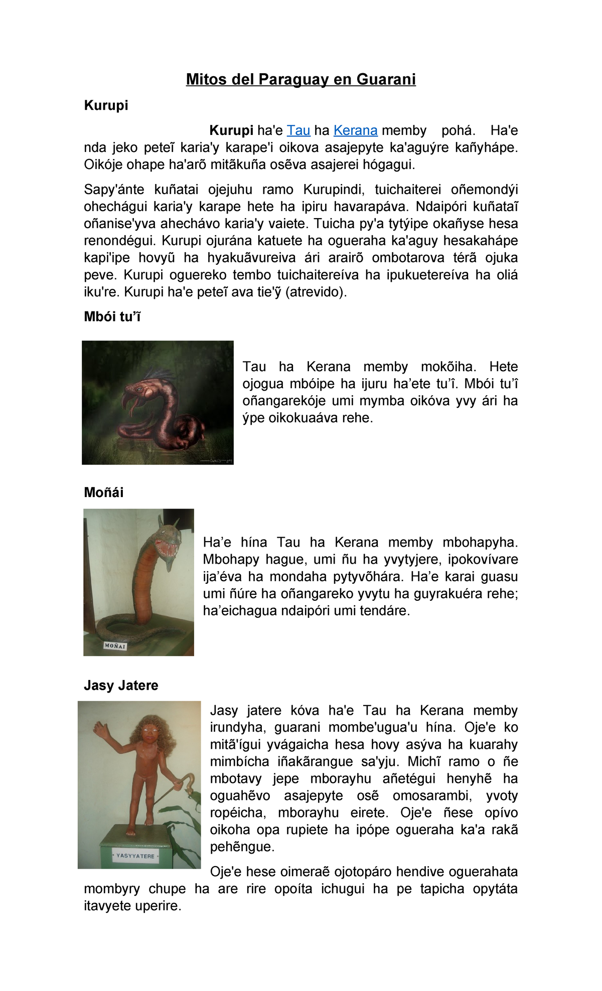 Mitos del Paraguay en Guarani: Examen Final (Cód. 12345) - Studocu