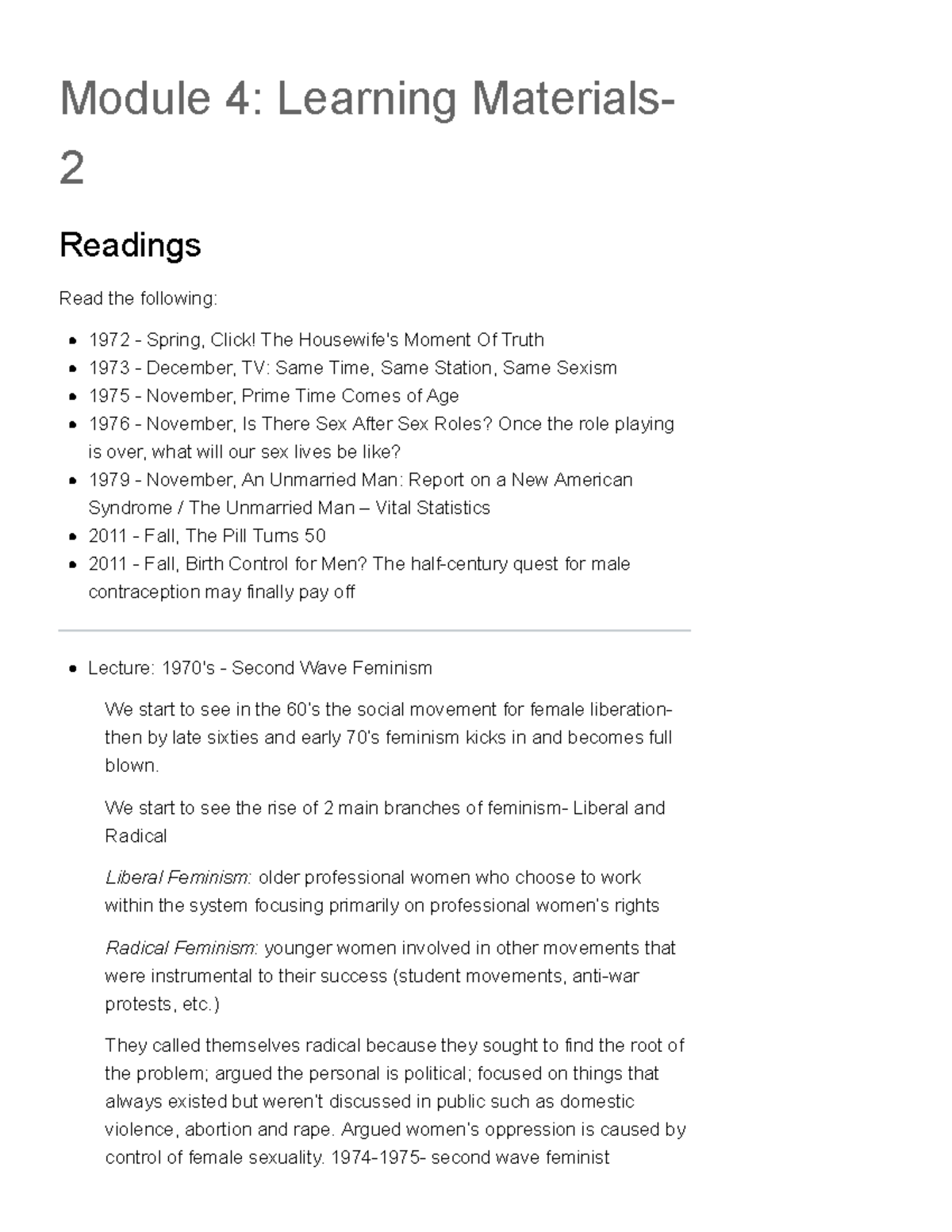 WST 371 Module 4 Learning Materials: Sex and the City Analysis - Studocu