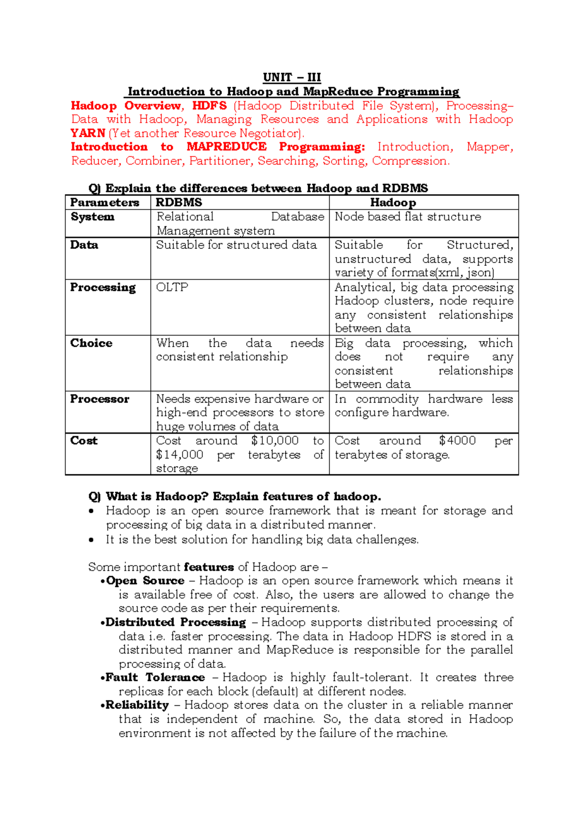 FBDA UNIT-3: Comprehensive Notes on Hadoop & MapReduce Programming ...