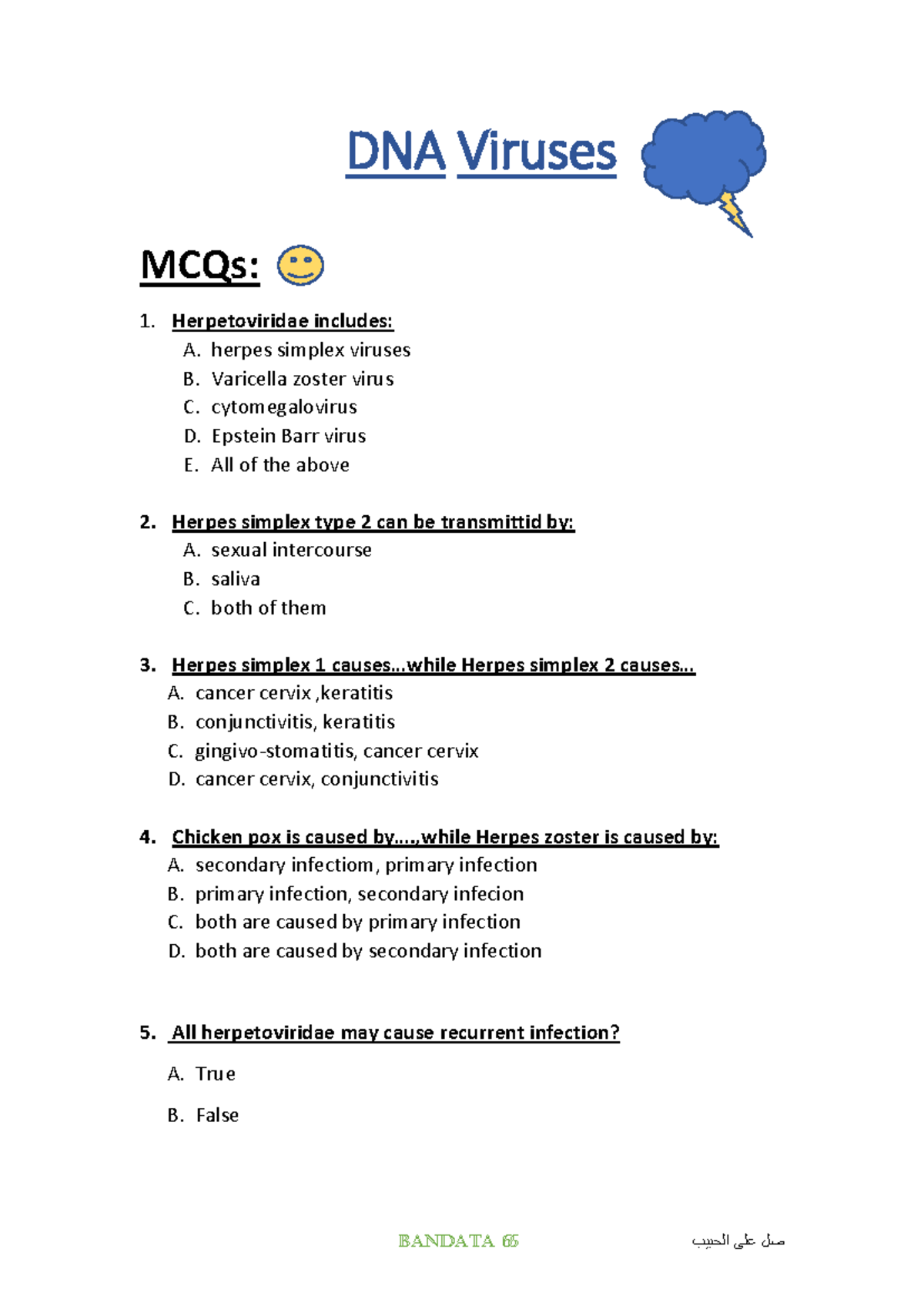 DNA Viruses MCQ Review - Medical Microbiology Study Notes - Studocu