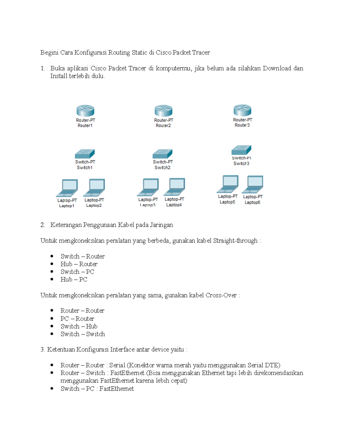 Panduan Konfigurasi Routing Statik di Cisco Packet Tracer - Studocu