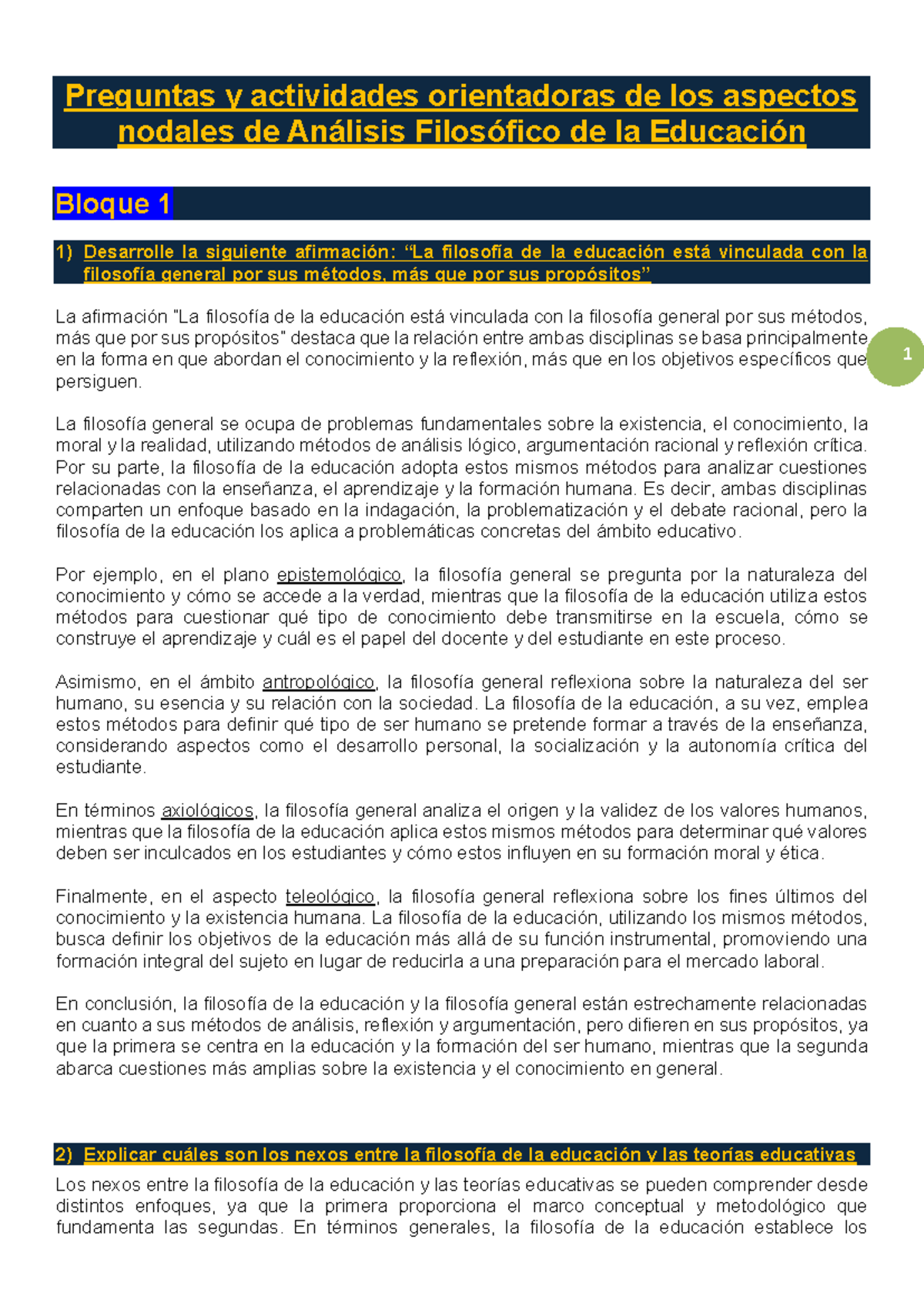 Preguntas y actividades orientadoras de los aspectos nodales de ...