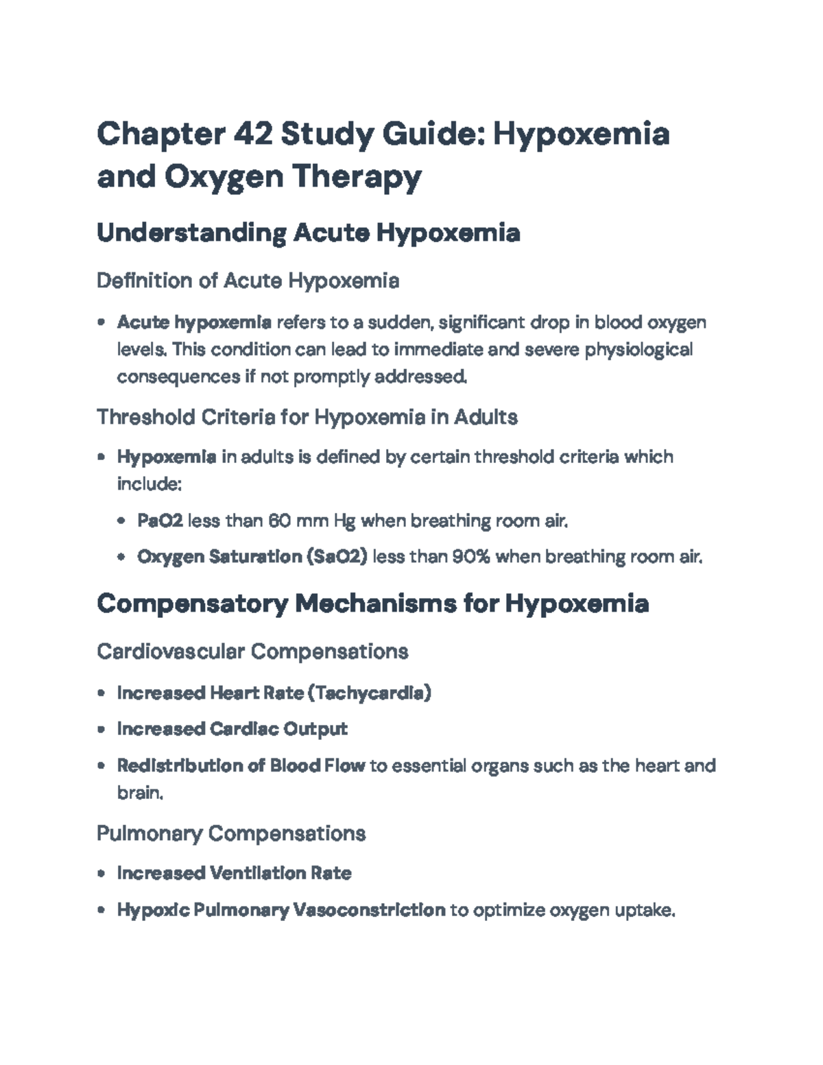 Acute Hypoxemia & Oxygen Therapy: Chapter 42 Study Guide - Chapter 42 ...