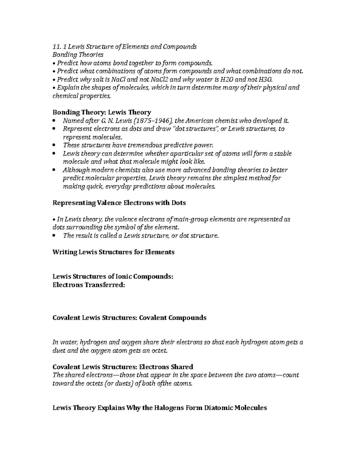 Chapter 11 - Comprehensive Study Guide on Lewis Structures and Gas Laws ...