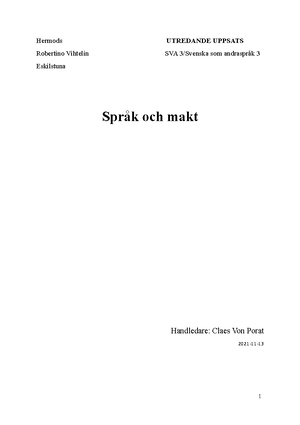 Utredande TEXT SVA03 TEMA Språket - UTREDANDE TEXT SVA03 TEMA SPRÅKET ...