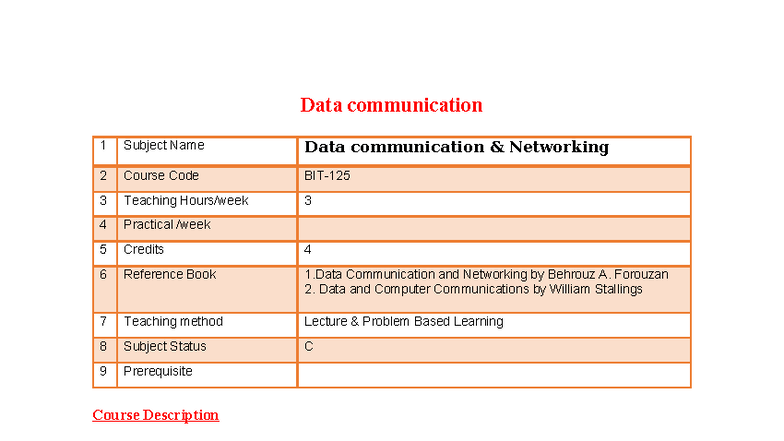 Data Communication Networking Course Outline (DCN 101) - Studocu