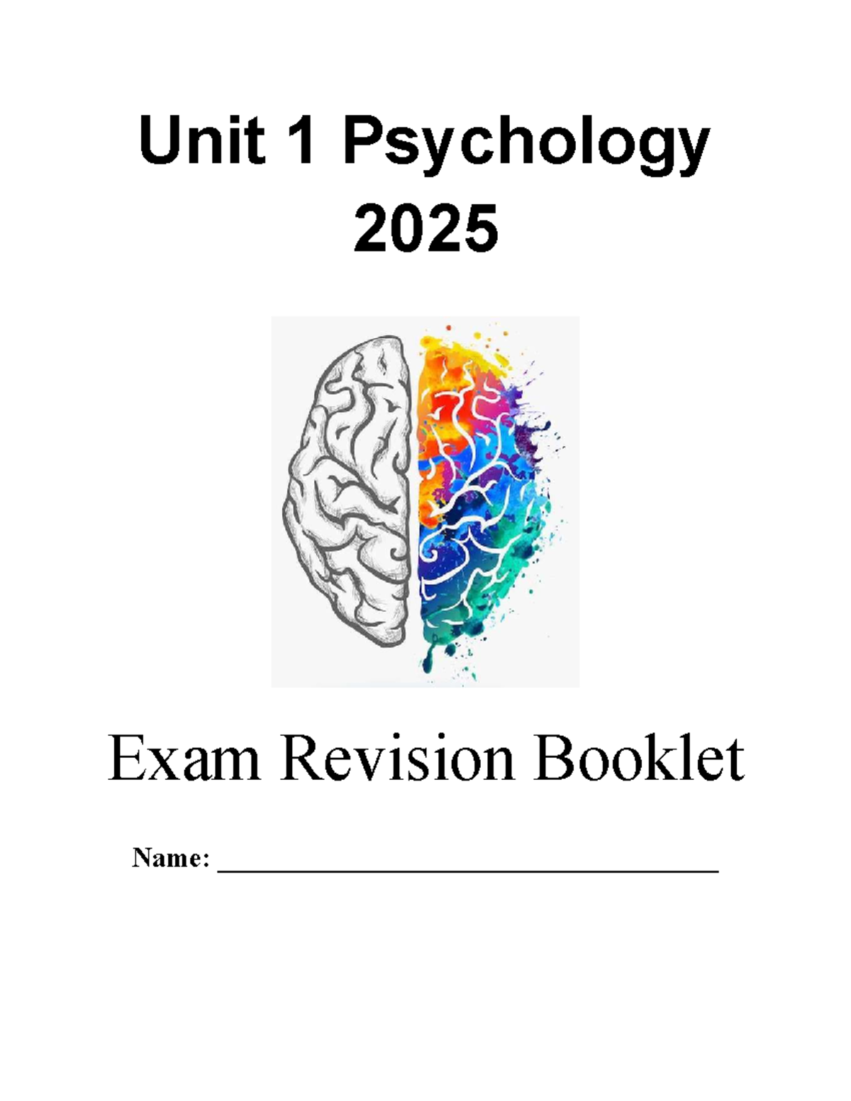 Unit 1 Psychology Exam Revision Booklet (2025) - Studocu