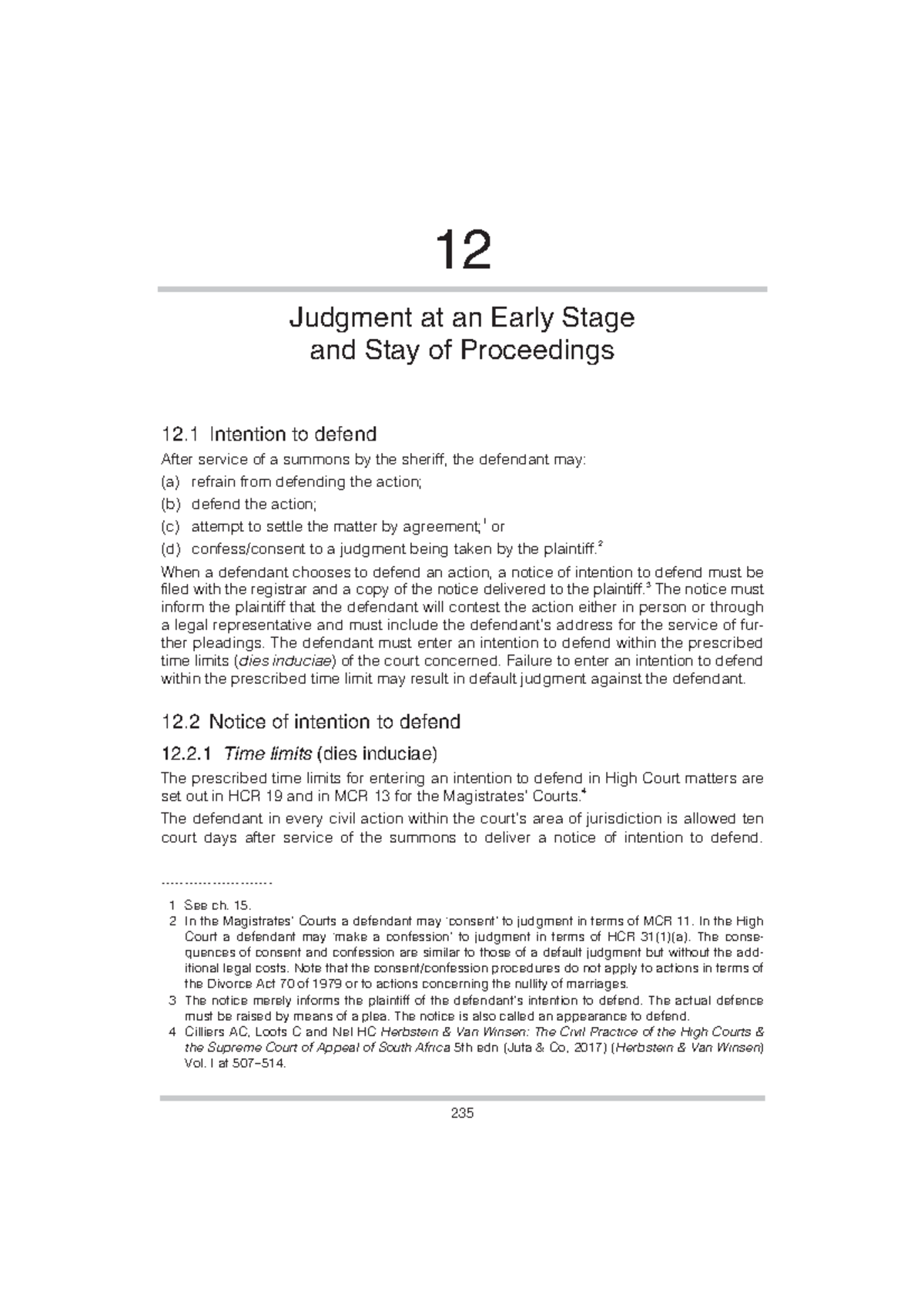Chapter 12: Early Judgment Procedures & Notice of Intention to Defend ...