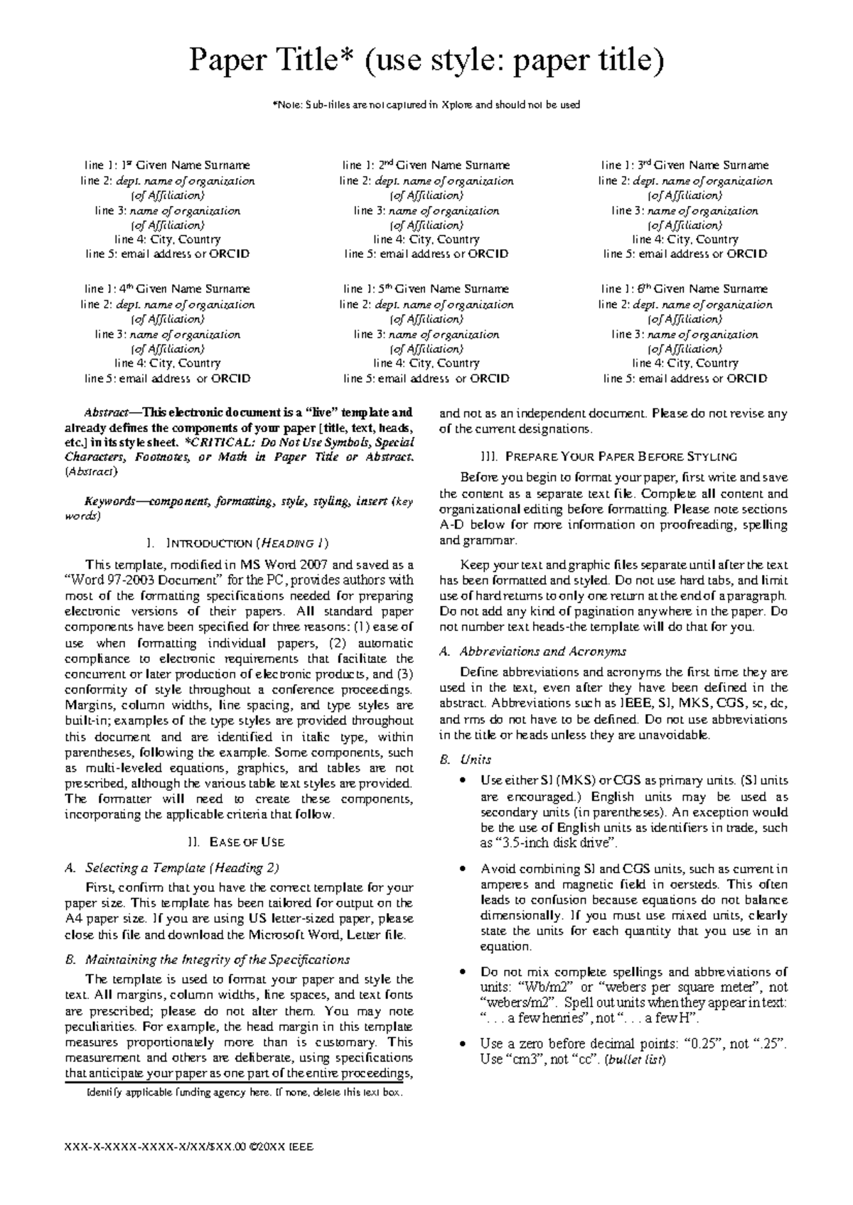IEEE Formatting Template Guidelines for Paper Submission - Studocu
