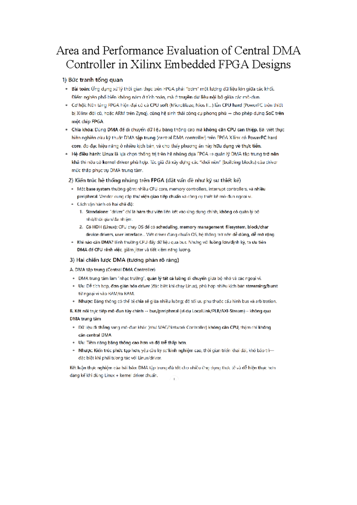 Area and Performance Evaluation of Central DMA Controller in Xilinx ...