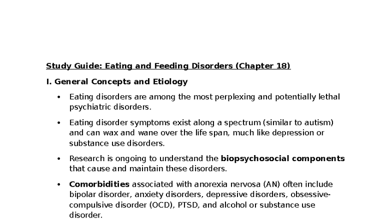 Unit 6 Study Guide: Eating & Feeding Disorders and SUDs (Chapters 18 ...