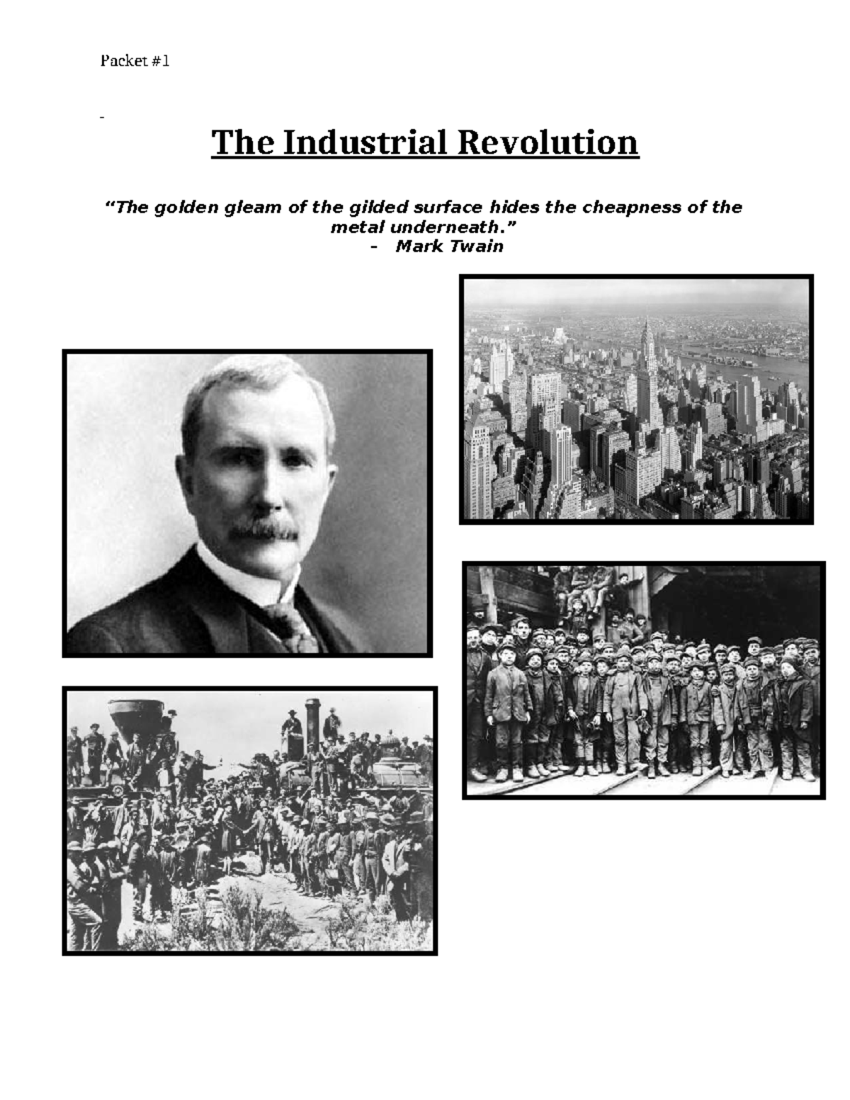 Packet The Industrial Revolution: The Gilded Age Unveiled - Studocu