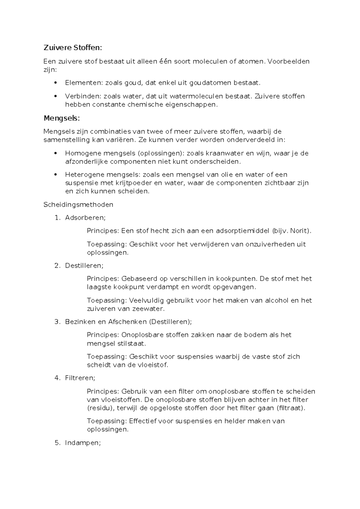 Zuivere Stoffen - Samenvatting voor Leerjaar 2 - Wetenschap - Studeersnel