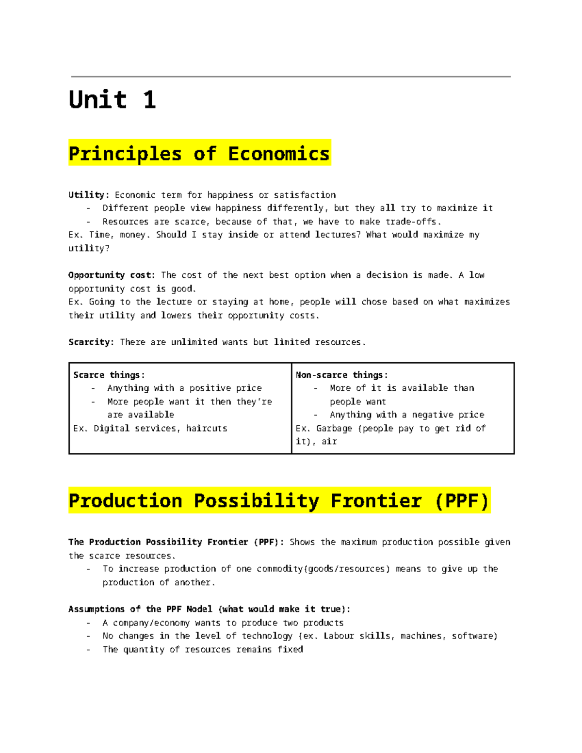 ECON104 Unit 1 Lecture Notes: Principles of Economics and Utility - Studocu
