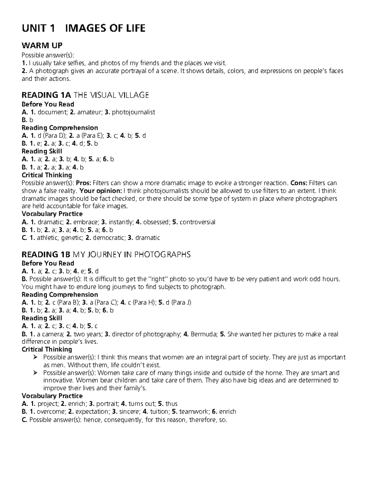 766657109 Reading Explorer 4 Answer Key - Unit Comprehension ...