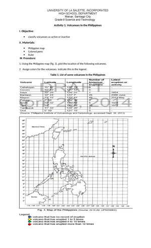 MELC-Based Daily Lesson Log for SCI 10: Volcanoes, Earthquakes ...