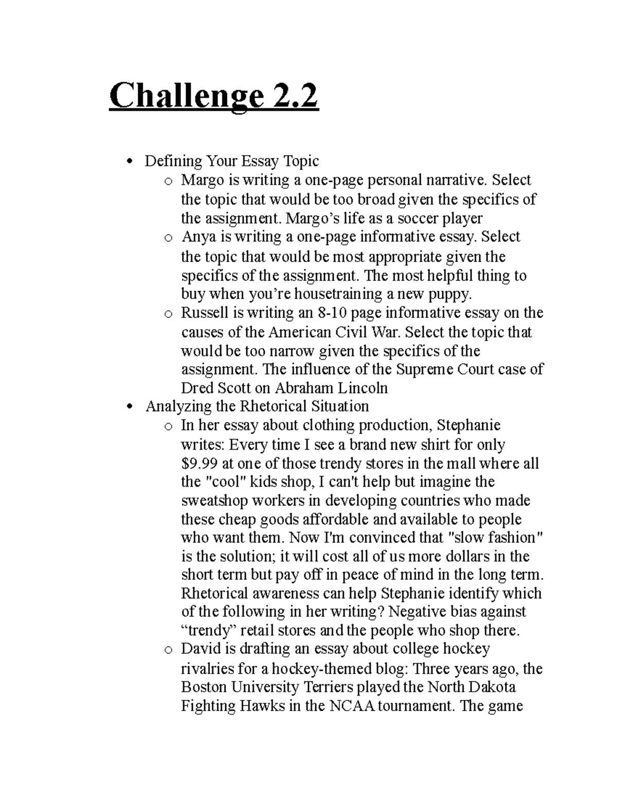 Challenge 2 - English Composition I: Essay Writing Insights - Studocu