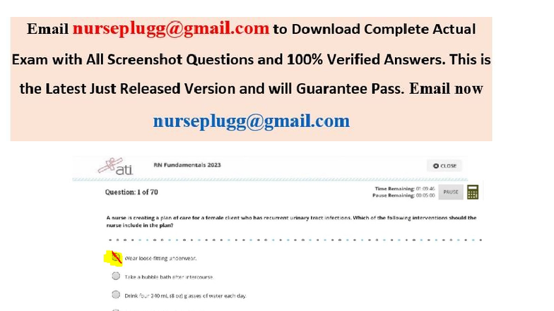 Pass ATI RN Fundamentals 2023-2025 Proctored Exam NGN 70 Qs & Answers ...