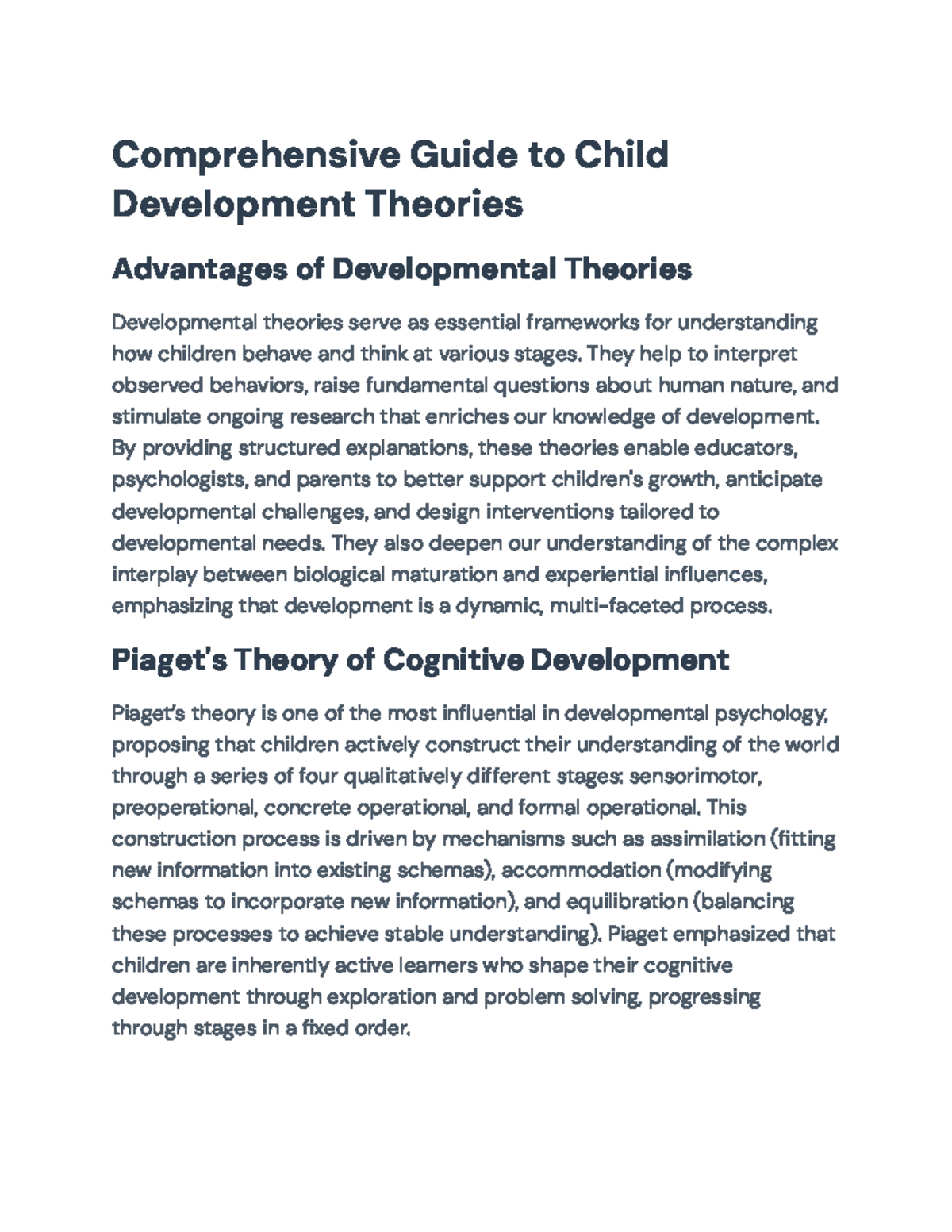 Comprehensive Guide to Child Development Theories and Their ...
