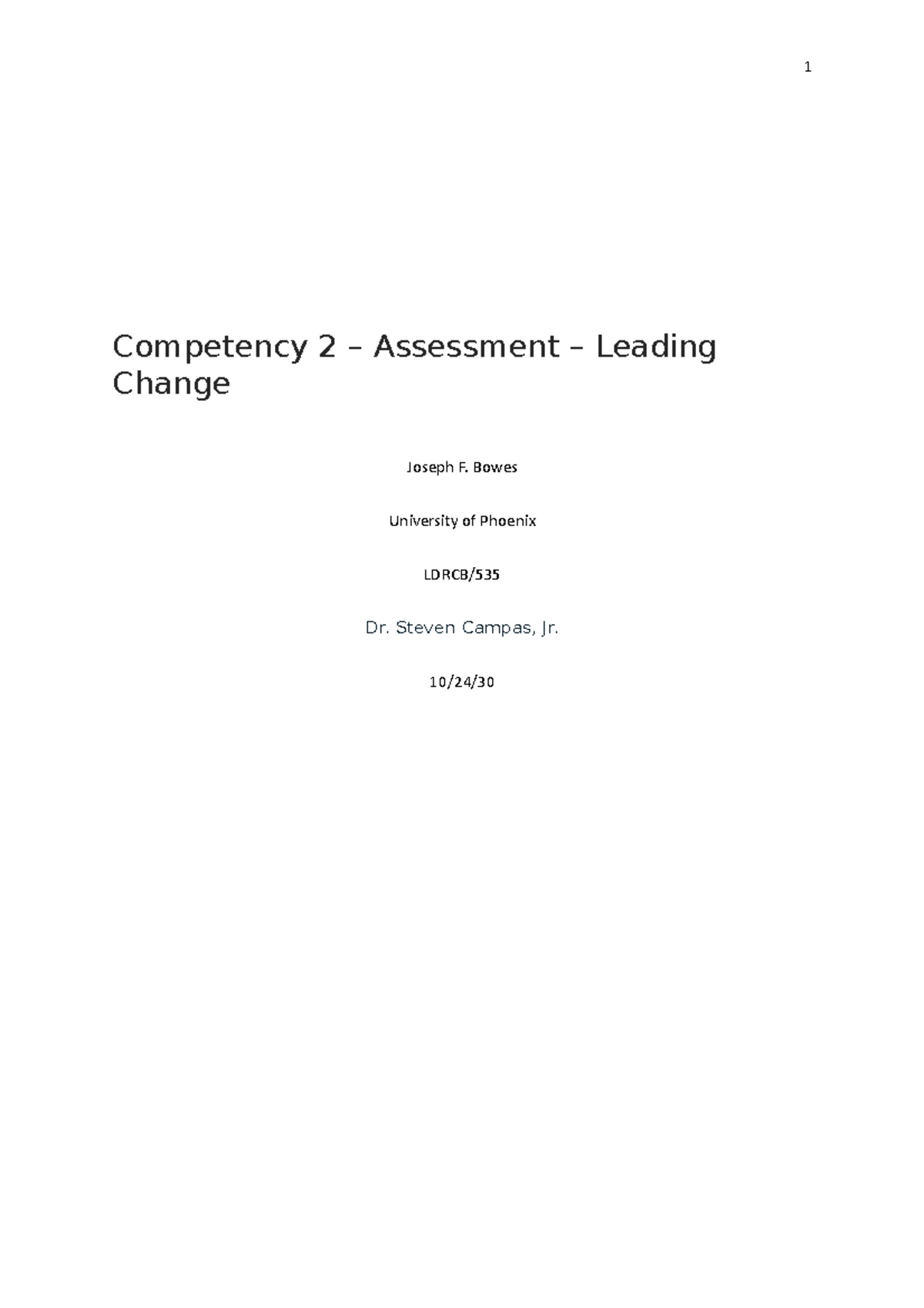 LDRCB 535 Leading Change Competency 2: Sustainability Strategies - Studocu
