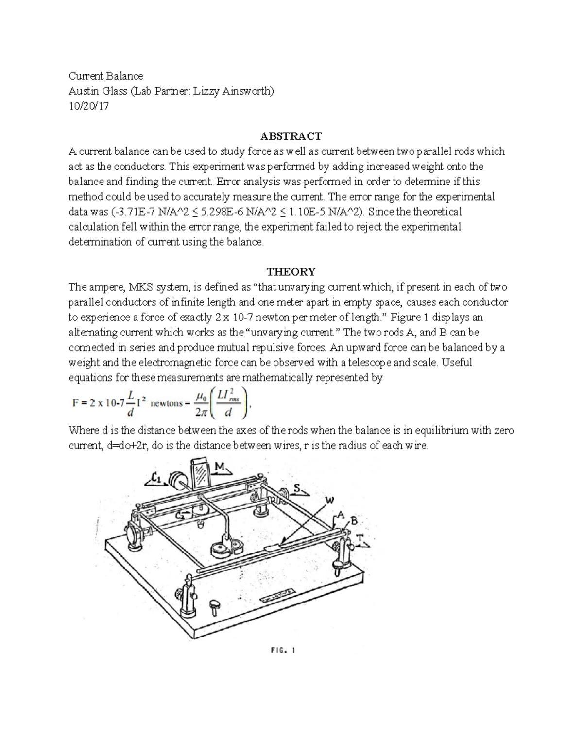Lab 7 Current Balance - Grade: A - Current Balance Austin Glass (Lab ...