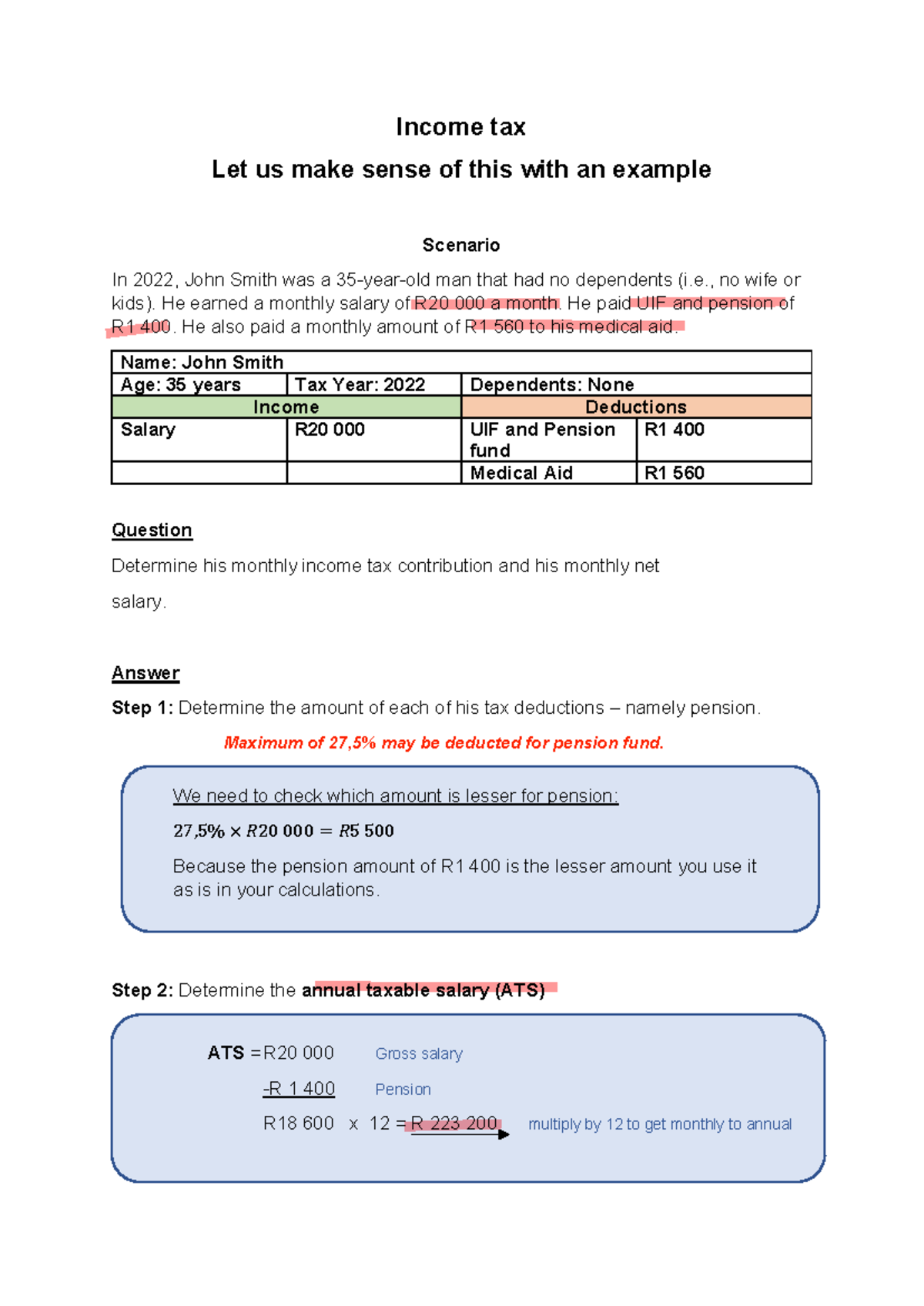 Income taxation - Income tax Let us make sense of this with an example ...