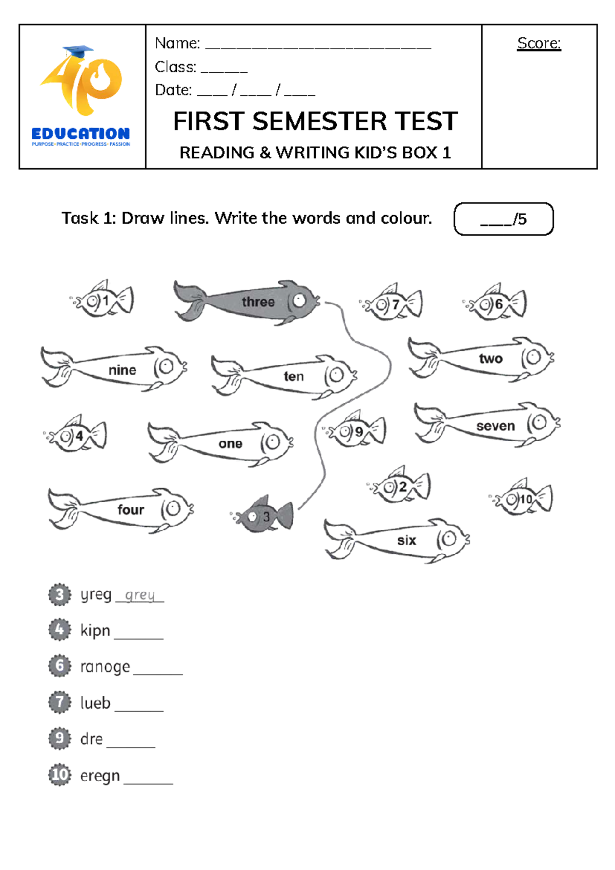 3E3 20 TEST 1 (R&W) - TEST - English - Name ...