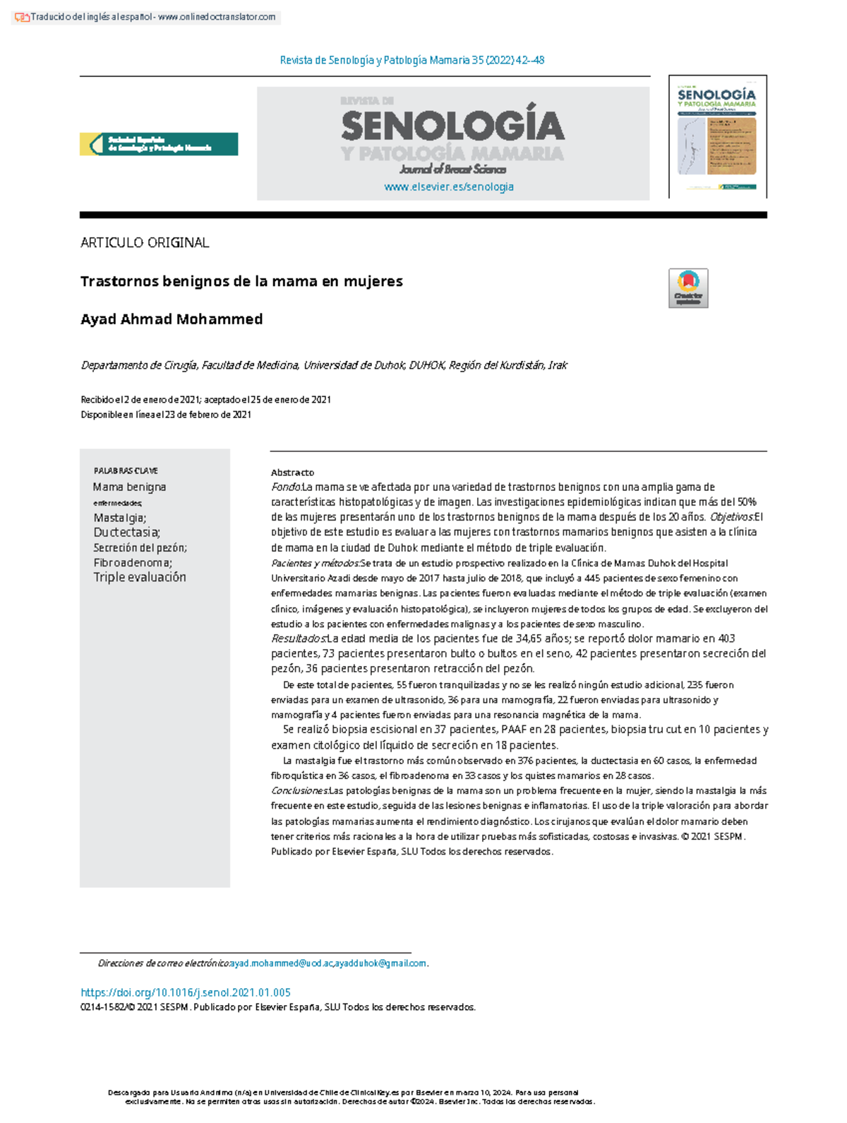 Nodulo mamario - enfermedades de mama benignas y malignas - Revista de ...