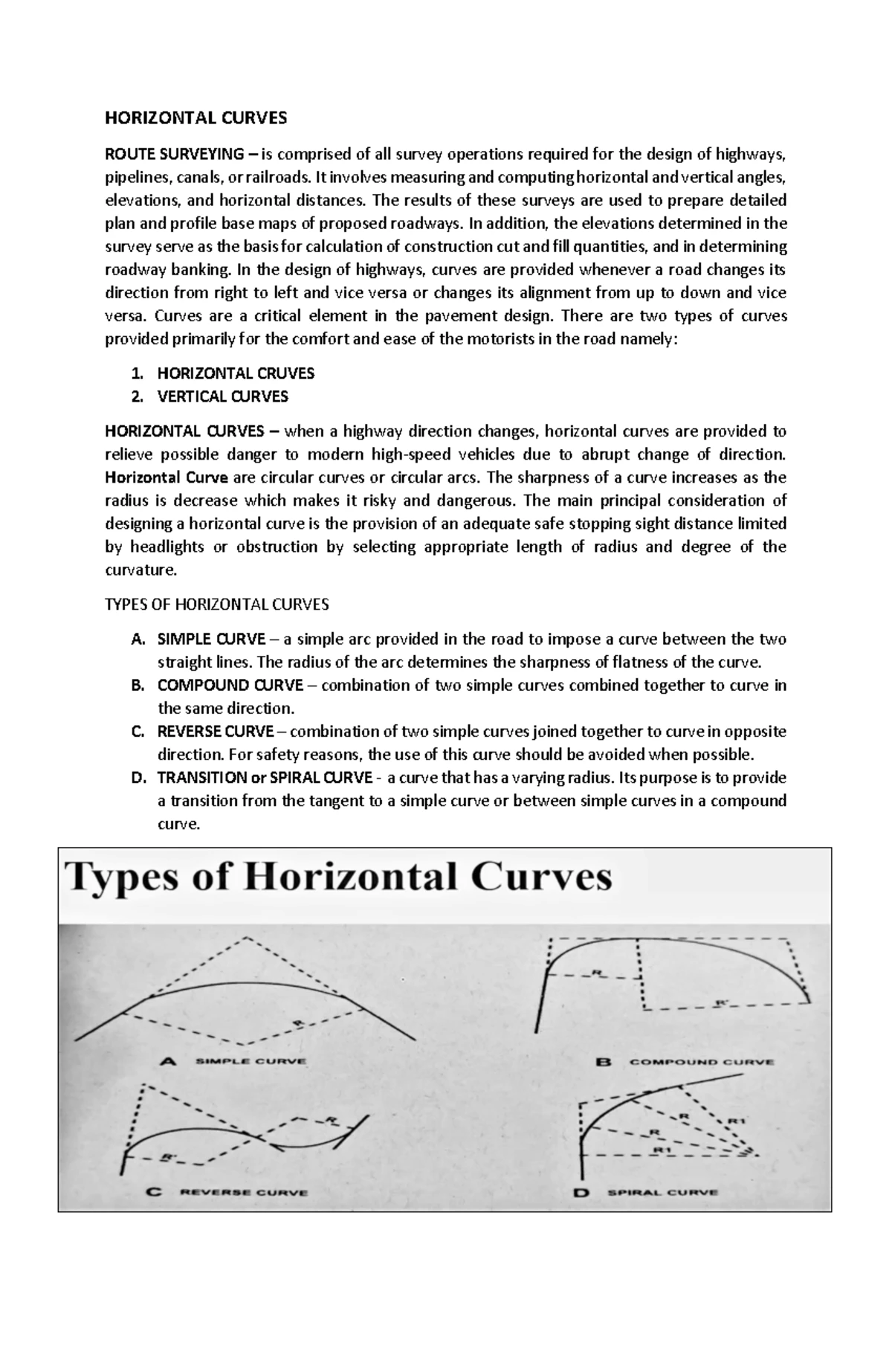 Horizontal Curves ( Surveying) - HORIZONTAL CURVES ROUTE SURVEYING – is ...