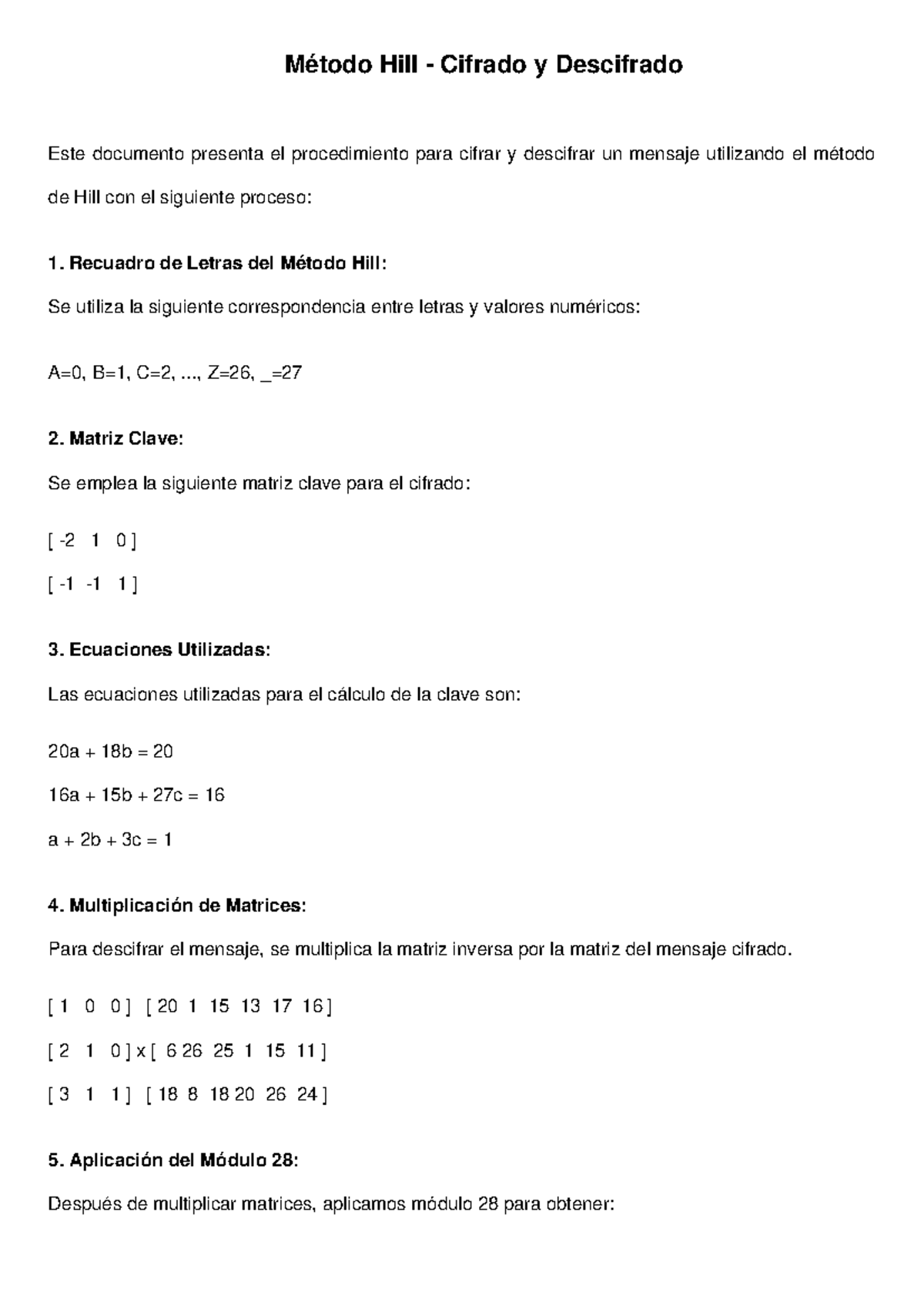 Método Hill: Cifrado y Descifrado Completo - Ejemplo y Procedimientos ...