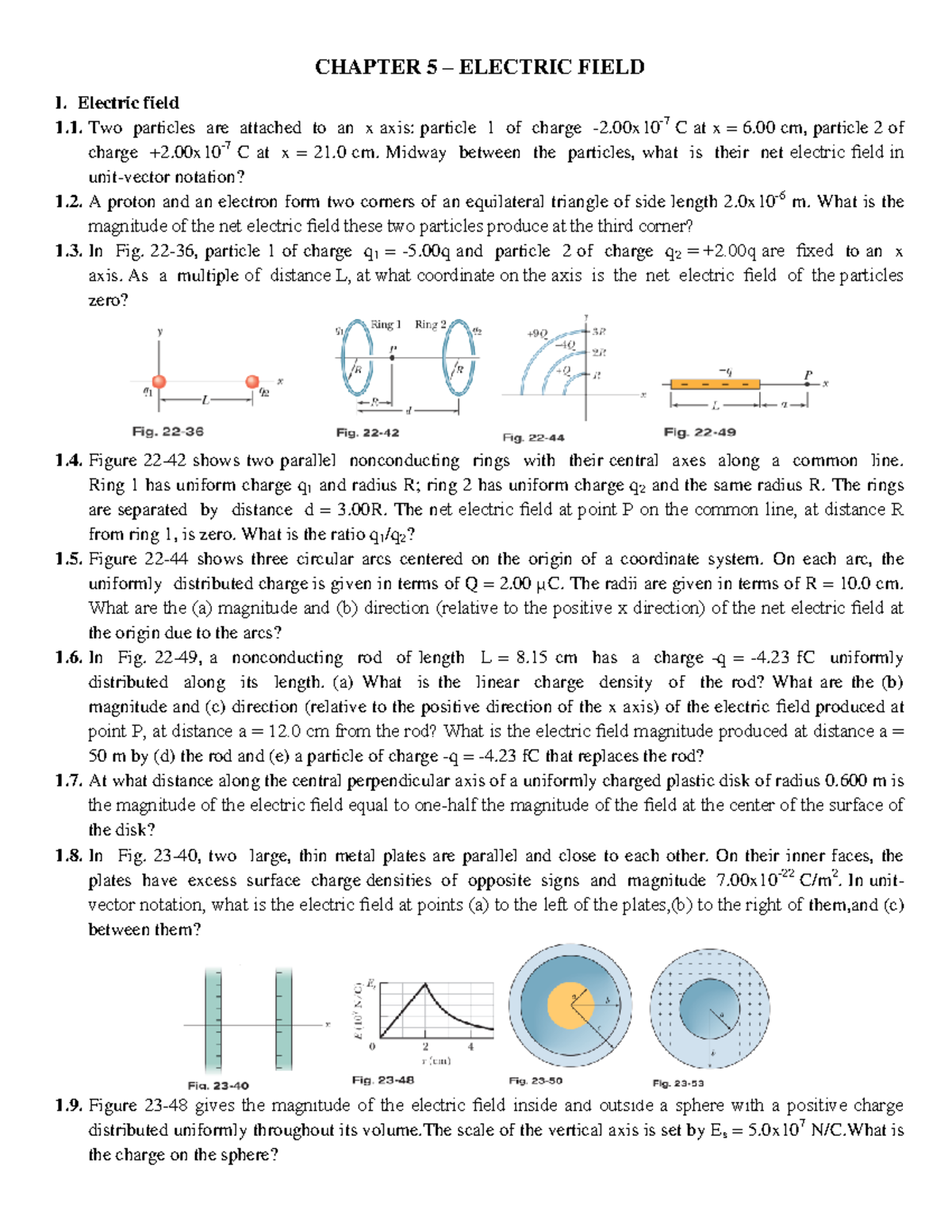 Chapter 5 - Electric Field Concepts and Applications (PHYS 101) - Studocu