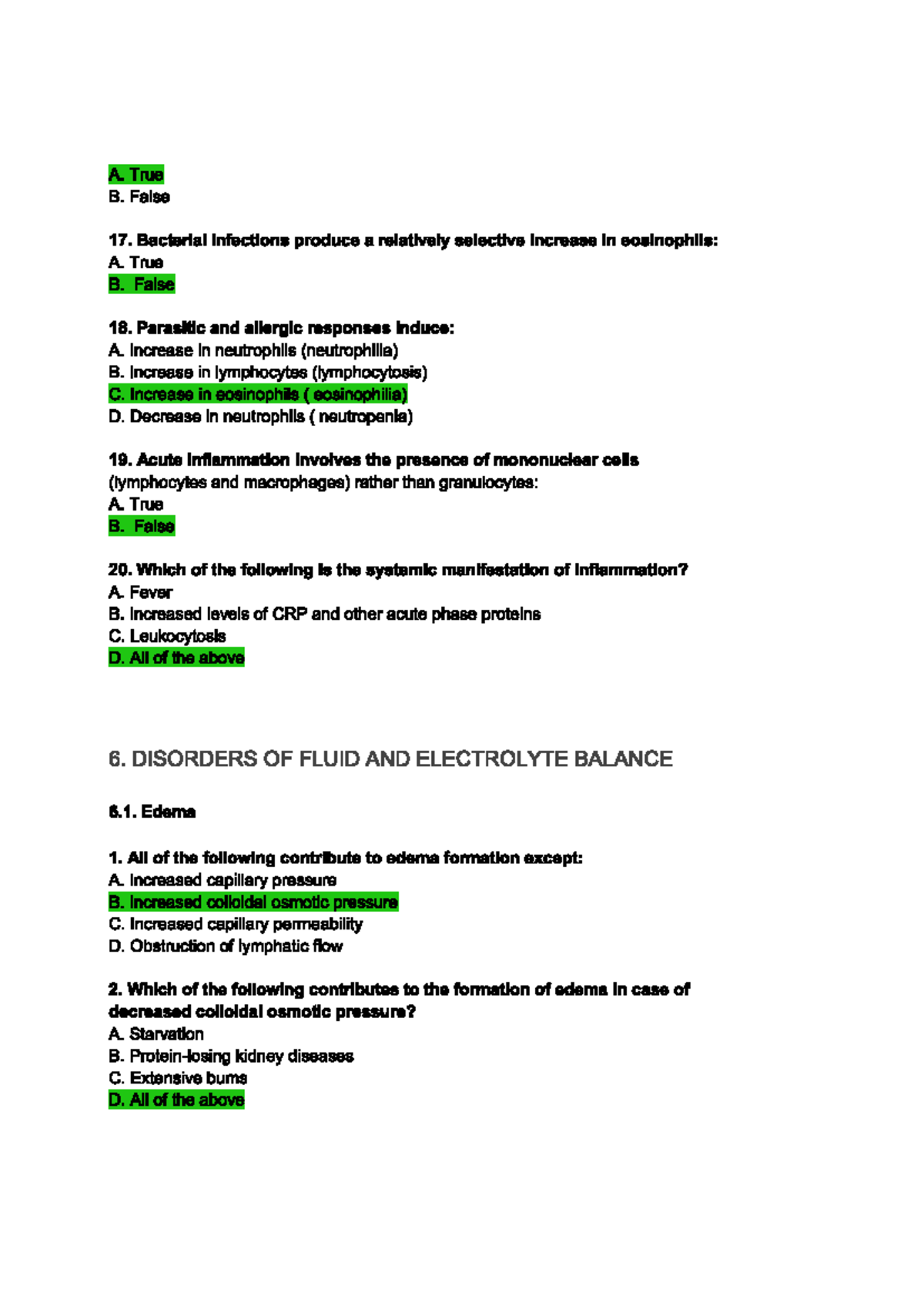 Electrolyte and Fluid Balance: Colloq 2 Study Notes - Studocu
