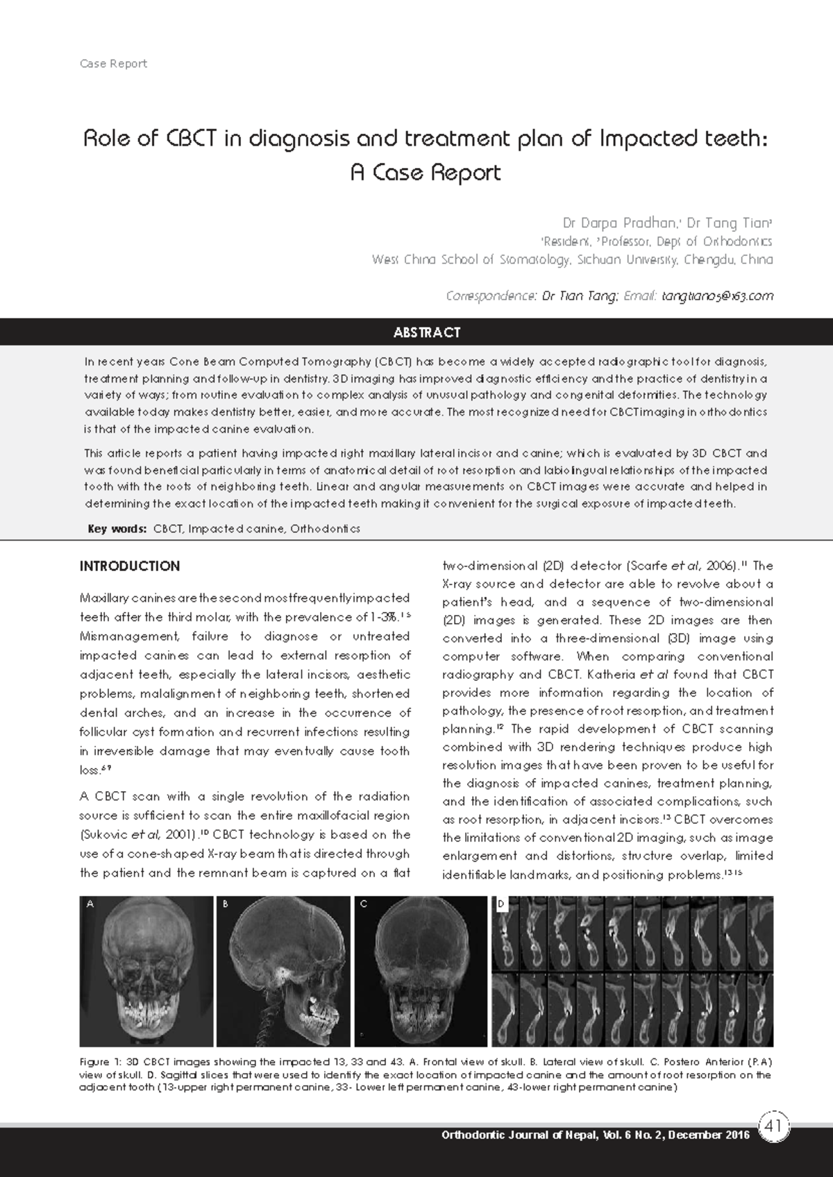 Case Study: CBCT's Impact on Diagnosing and Treating Impacted Teeth (ORT 101) - Studocu