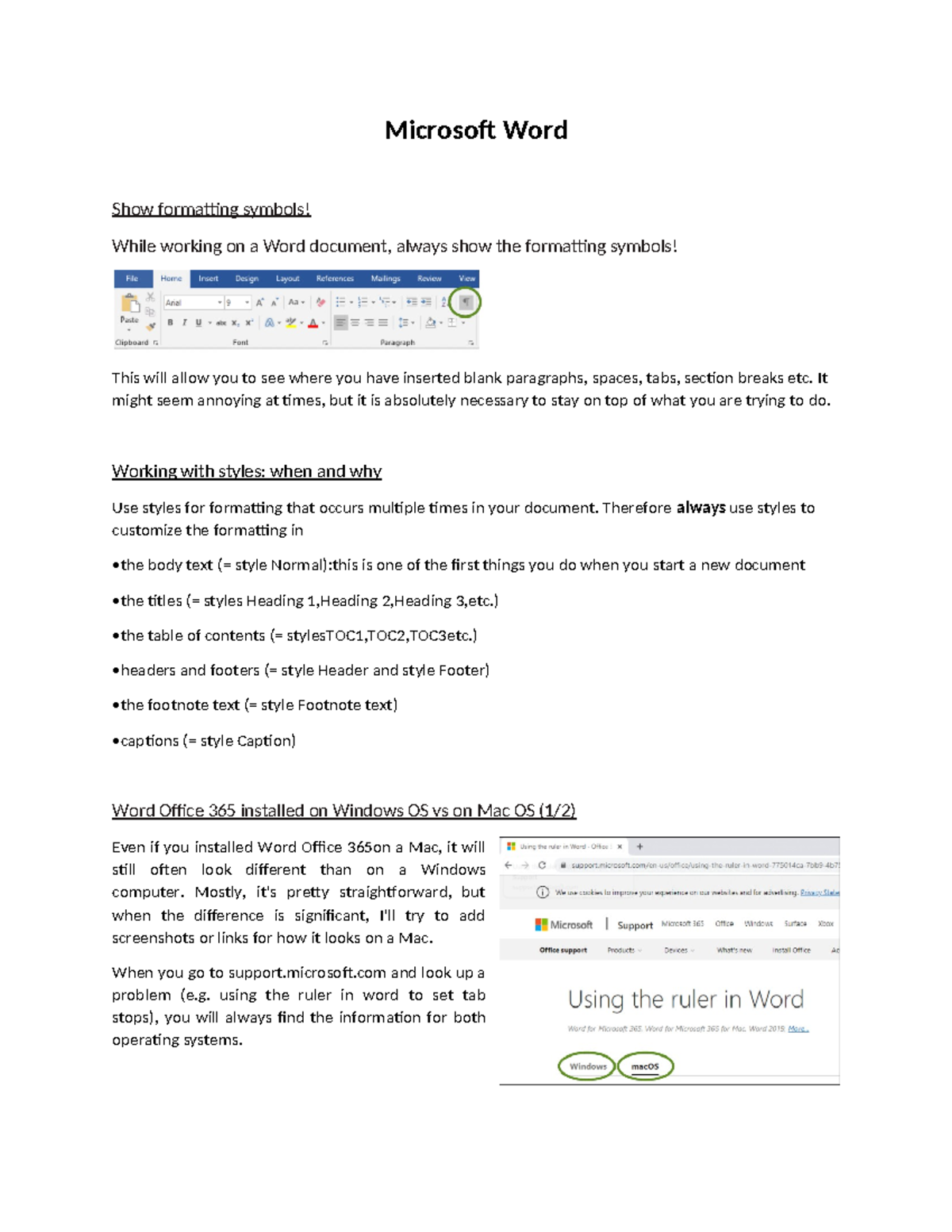 W/CH1: Microsoft Word Formatting Guide & Tips for Efficient Use - Studocu