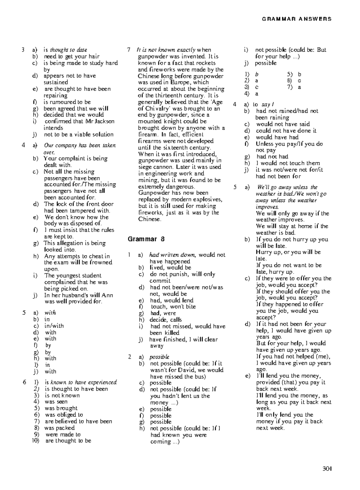 Advanced Language Practice: Grammar 8 Conditionals Answer Keys - Studocu