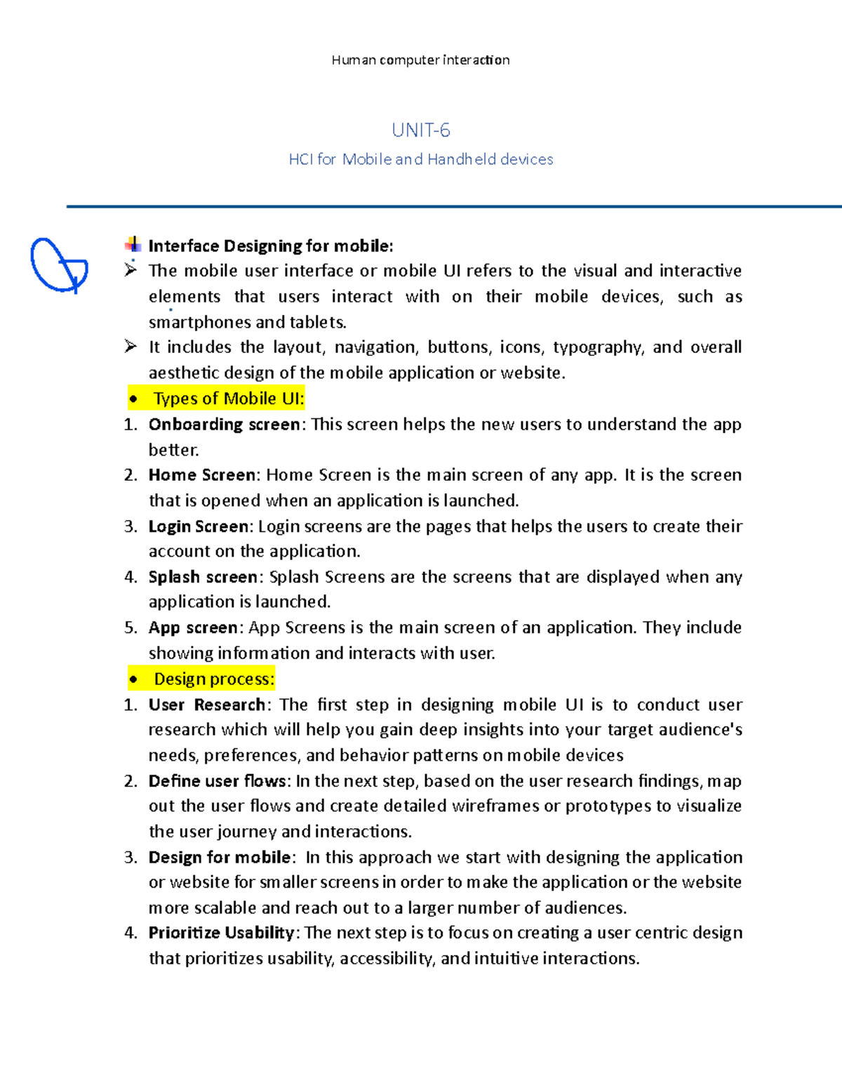 HCI 101: Mobile UI Design Principles and Best Practices - Studocu