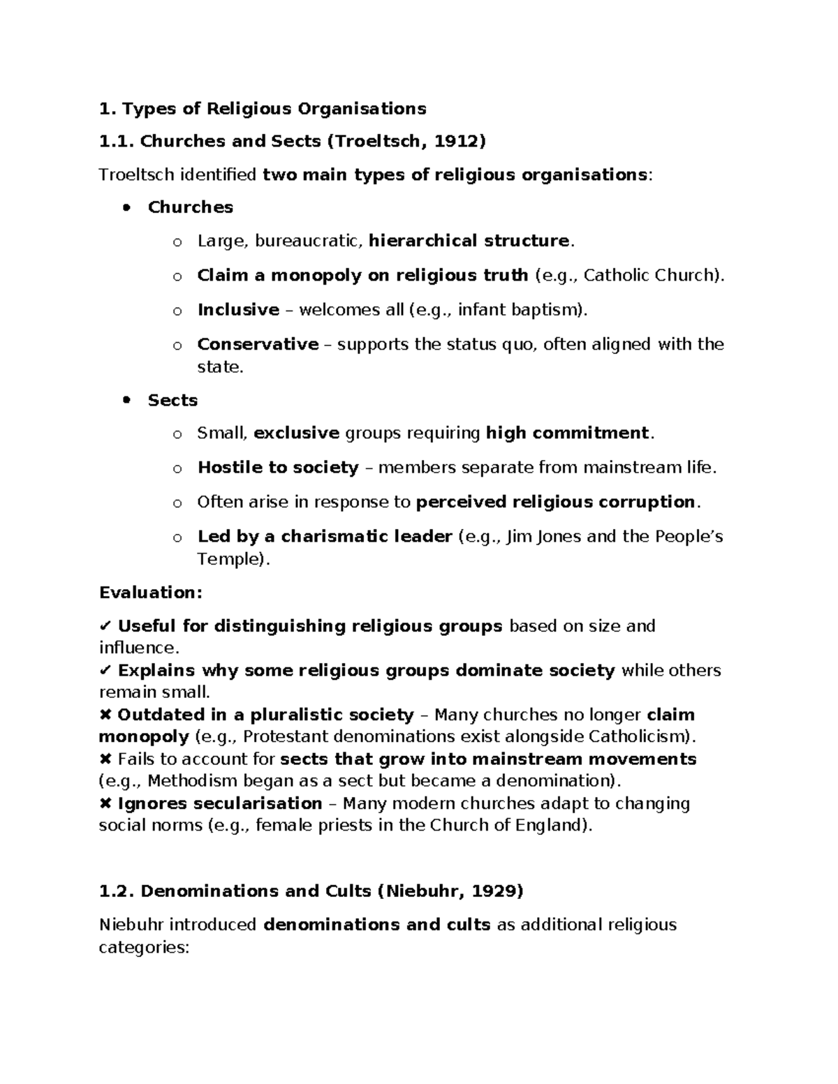 Document 17 copy - Religious organisations summary sheet - Types of ...