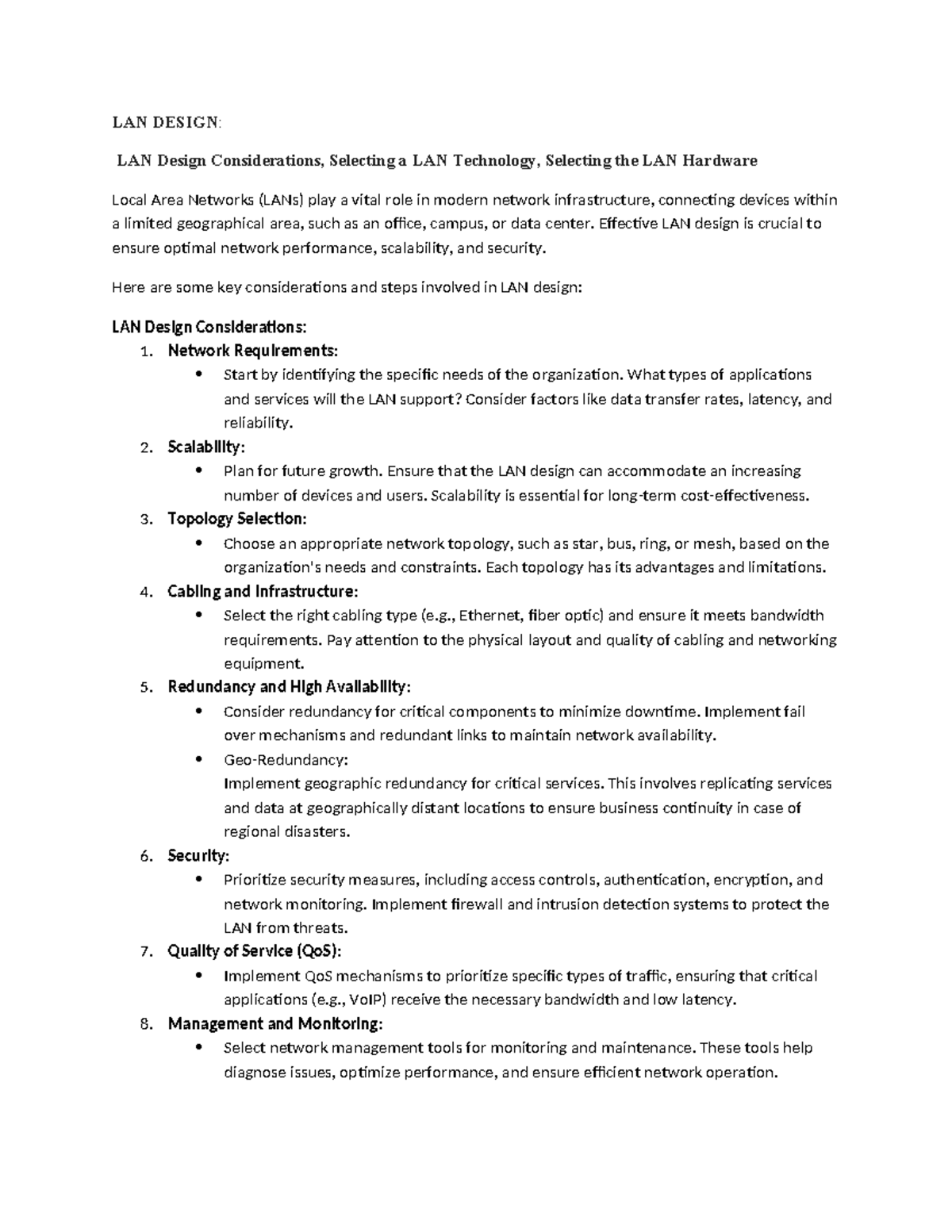 LAN Design Considerations and Best Practices - Week 3 Notes - Studocu